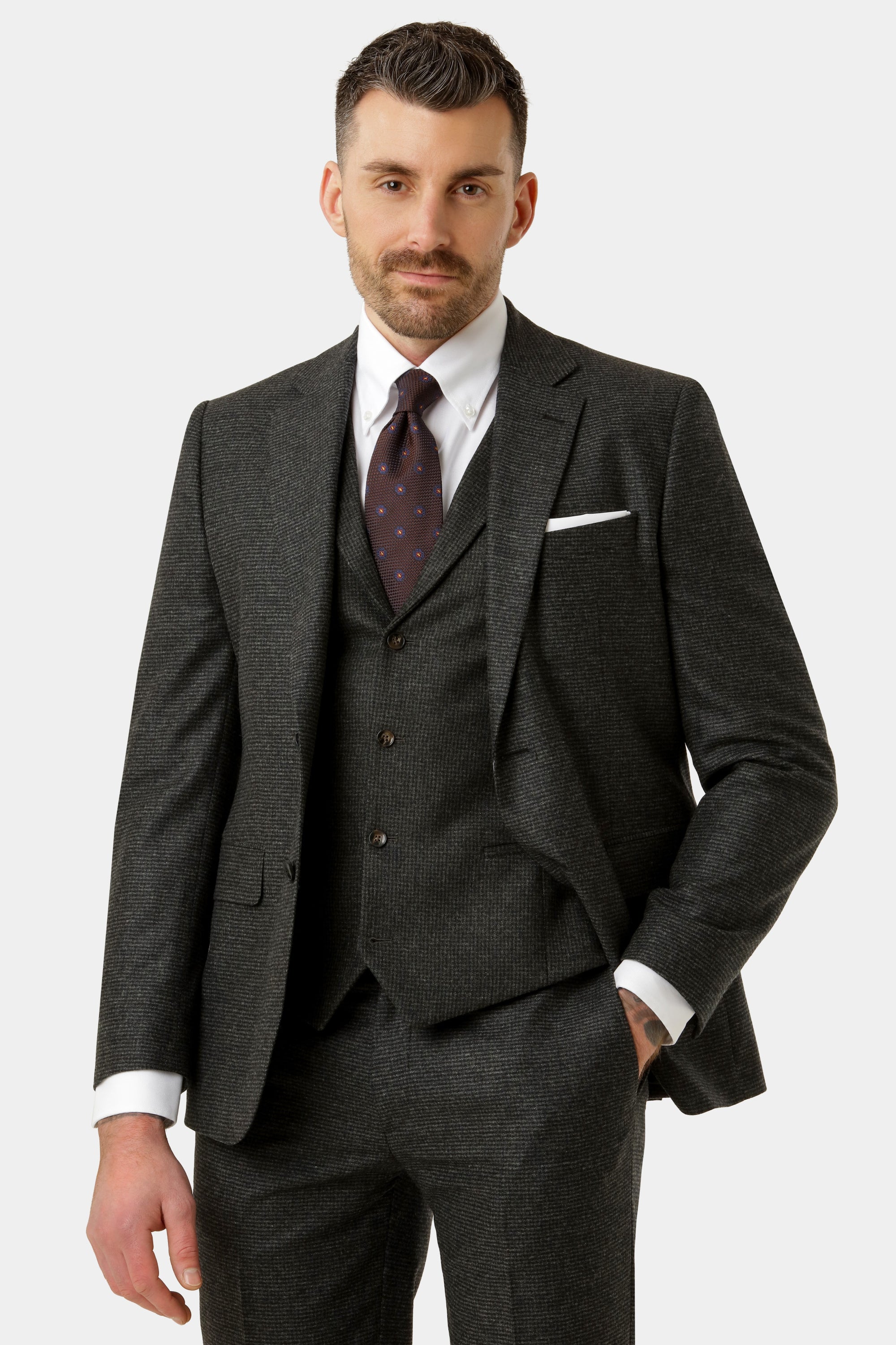 Houndstooth jakkesæt med vest | Deerest Copenhagen